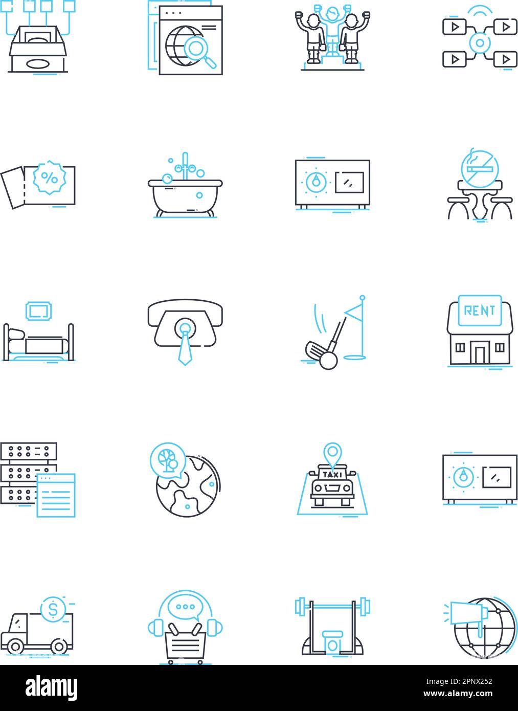 Consumer service linear icons set. Satisfaction, Quality, Loyalty ...
