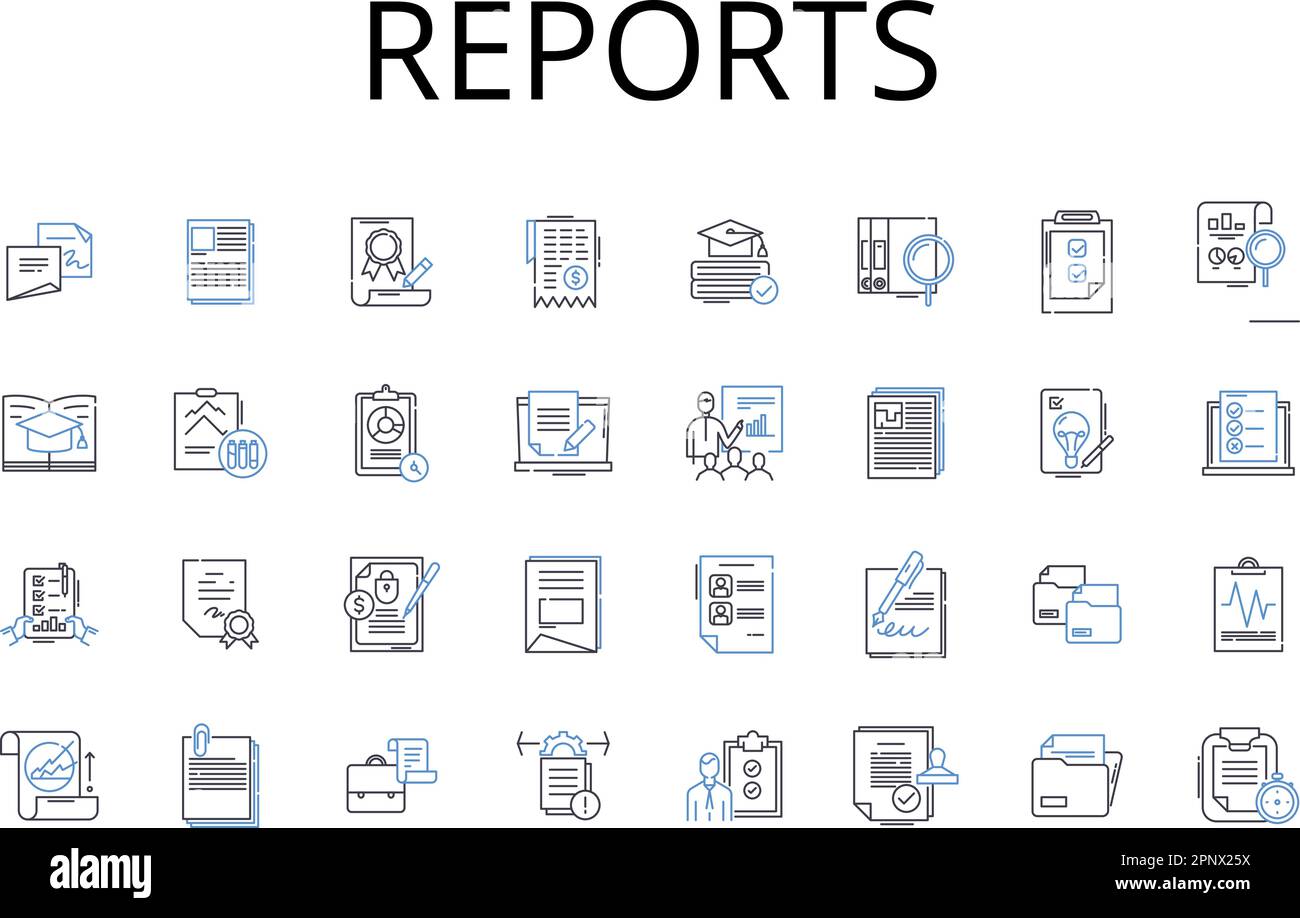 Reports line icons collection. Records, Files, Documents, Accounts ...
