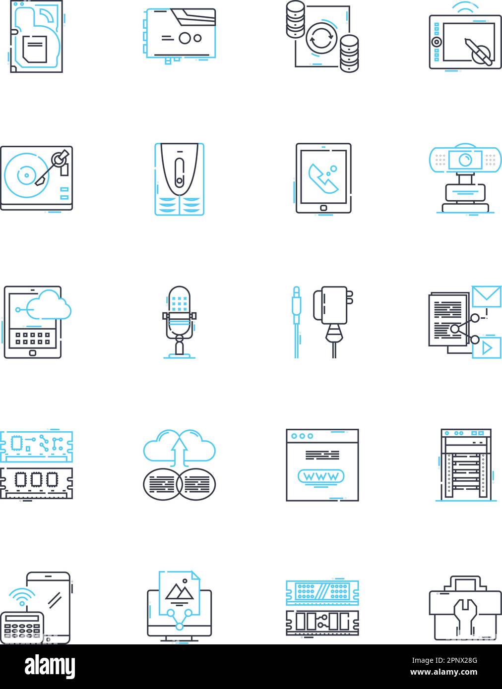 Online hubs linear icons set. Connection, Digital, Nerking ...