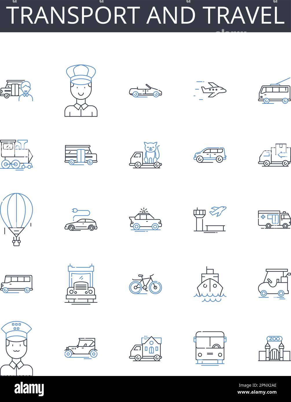 Transport and travel line icons collection. Commute, Voyage, Mobility ...