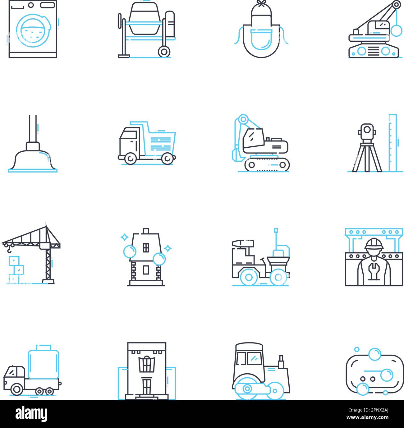 Domestic cleaning linear icons set. Tidy, Scrub, Mop, Dust, Sweep ...