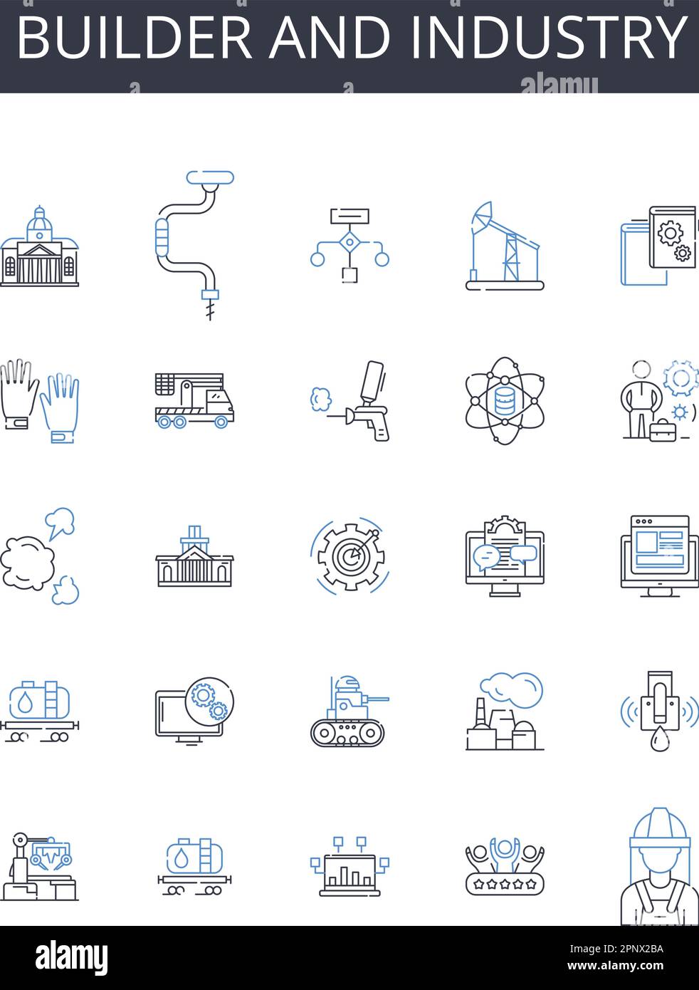 Builder and industry line icons collection. Construction industry ...