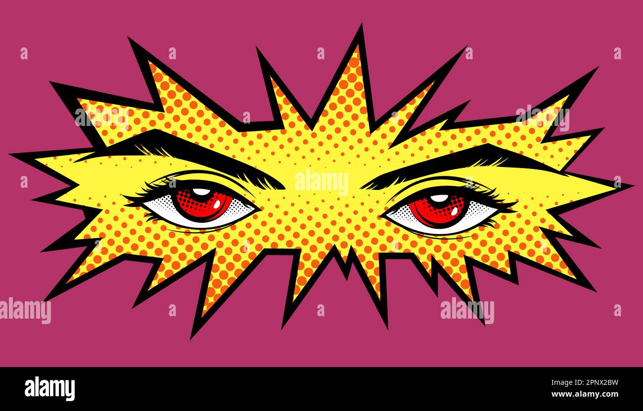 Red eyes peek out of a crack in the wall, manga style. Vector image of ...