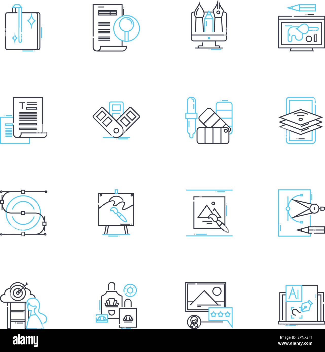 Visual market linear icons set. Aesthetics, Branding, Colors, Design ... Visual market linear icons set. Aesthetics, Branding, Colors, Design ...