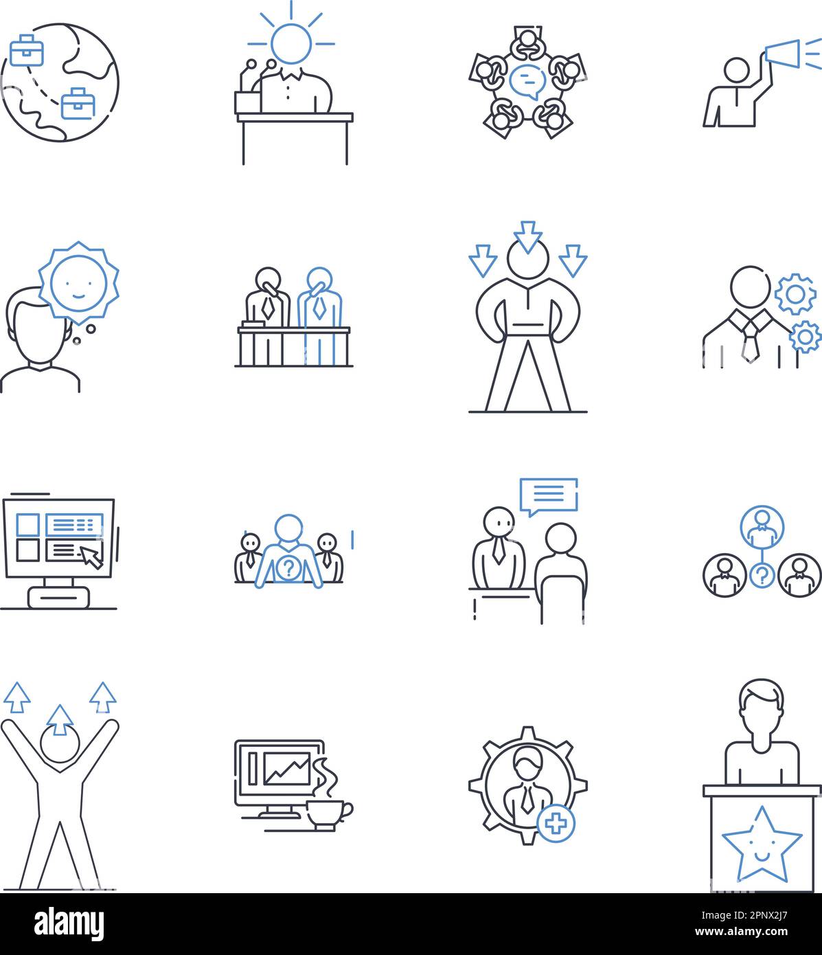 Service counter line icons collection. Assistance, Support, Help ...