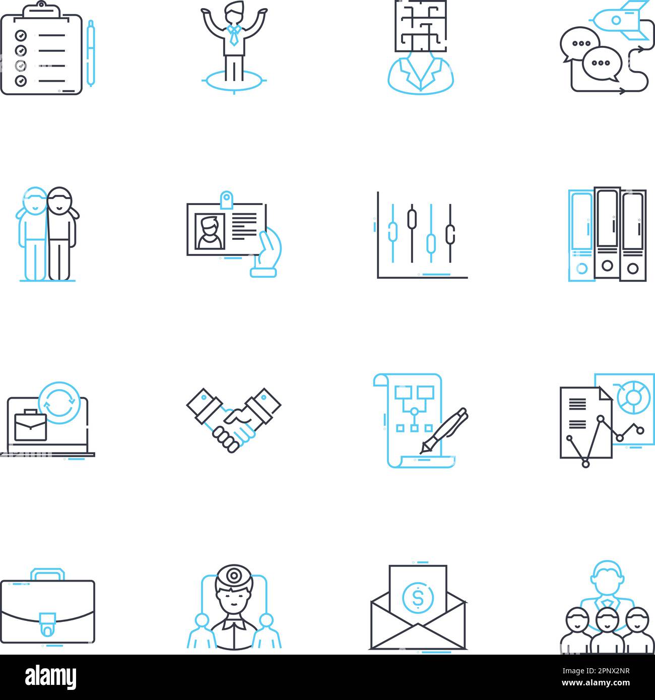 Administrative duty linear icons set. Management, Organization ...