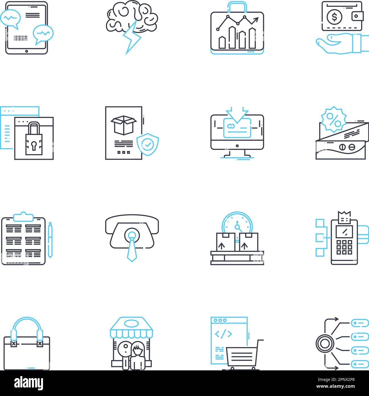 Online selling linear icons set. E-commerce, Marketplace, Digital, Online, Web-based, Shopping ...