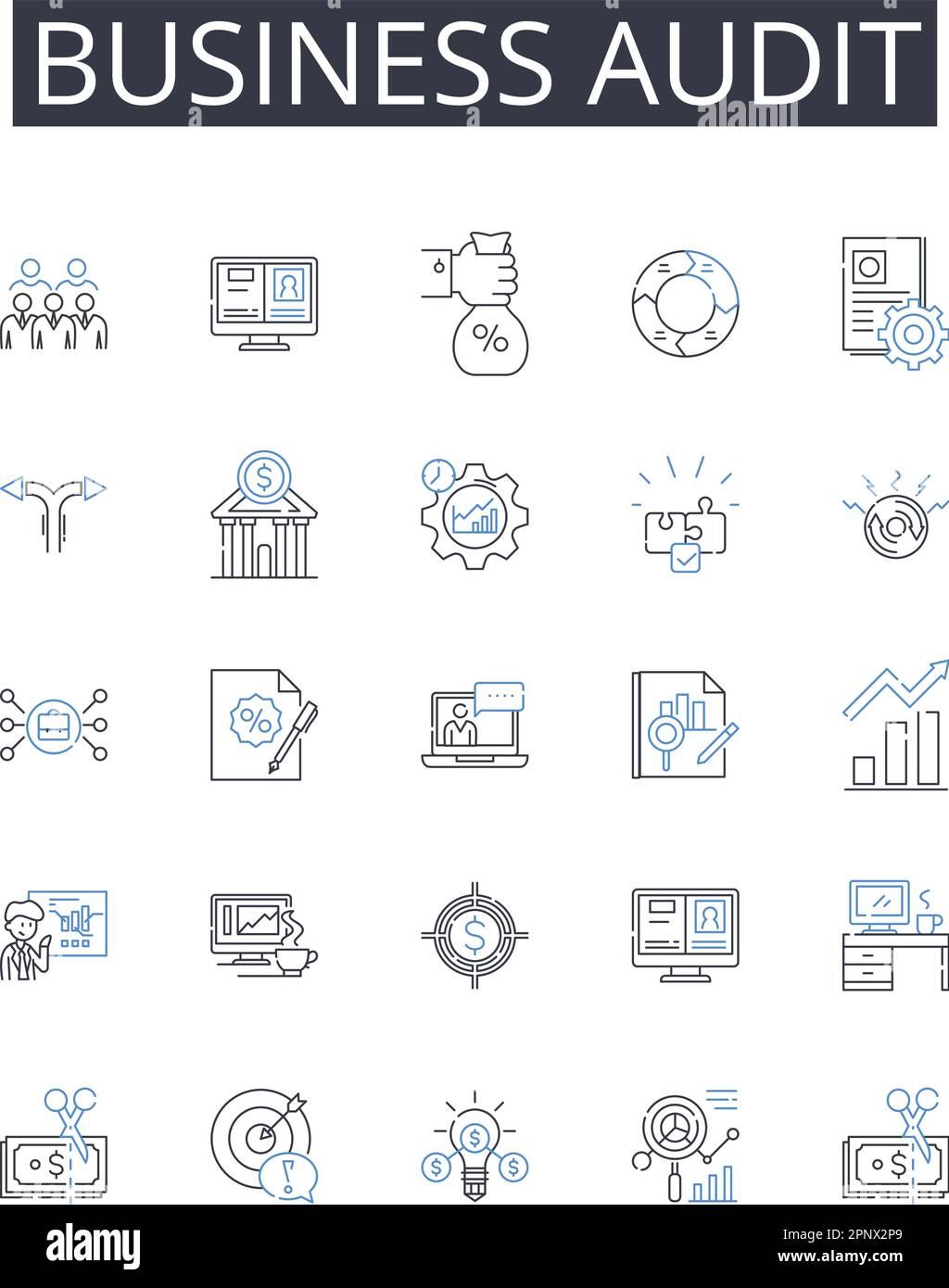 Business audit line icons collection. Financial review, Performance ... Business audit line icons collection. Financial review, Performance ...