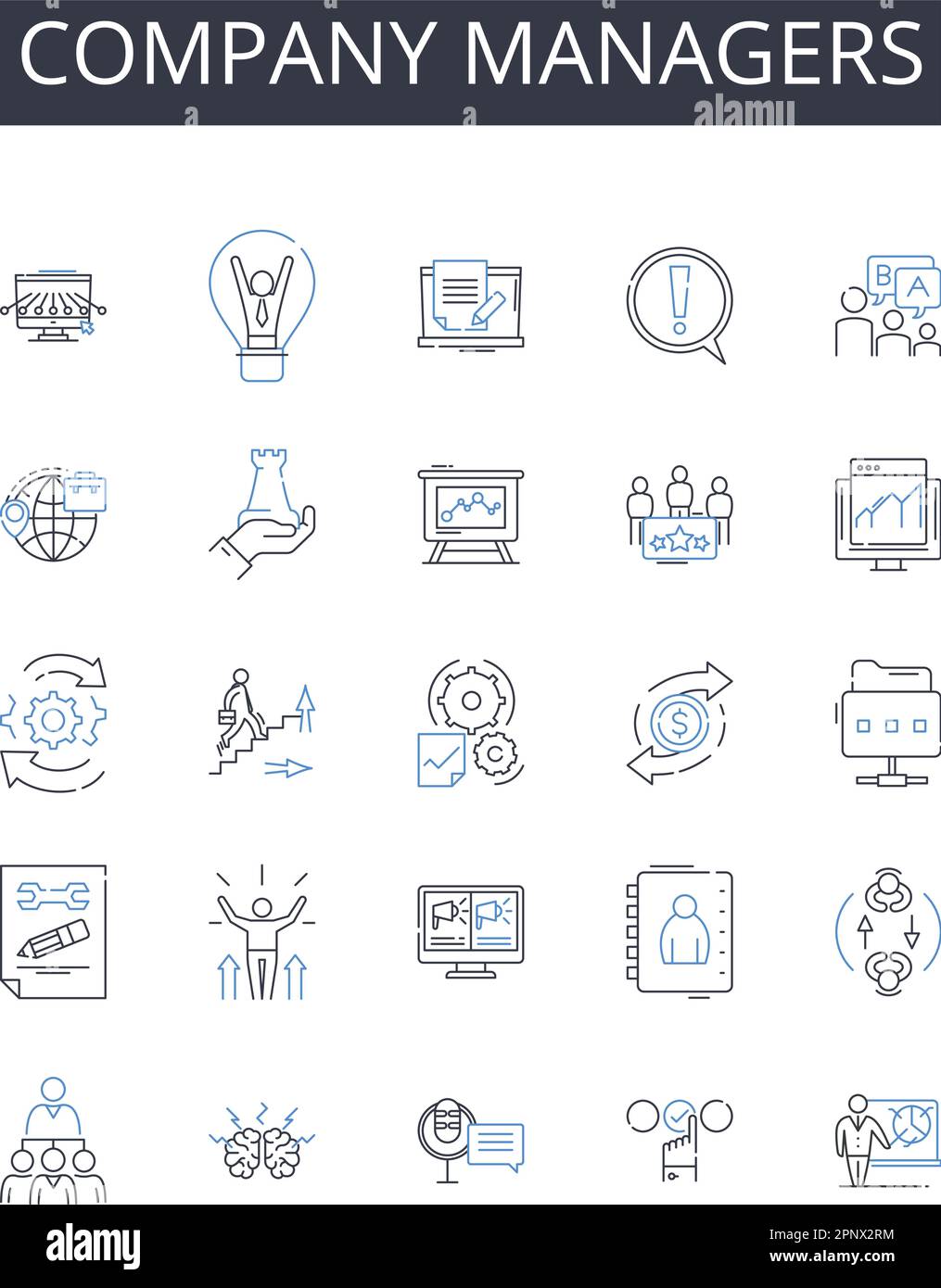 Company managers line icons collection. Business executives, Corporate ...