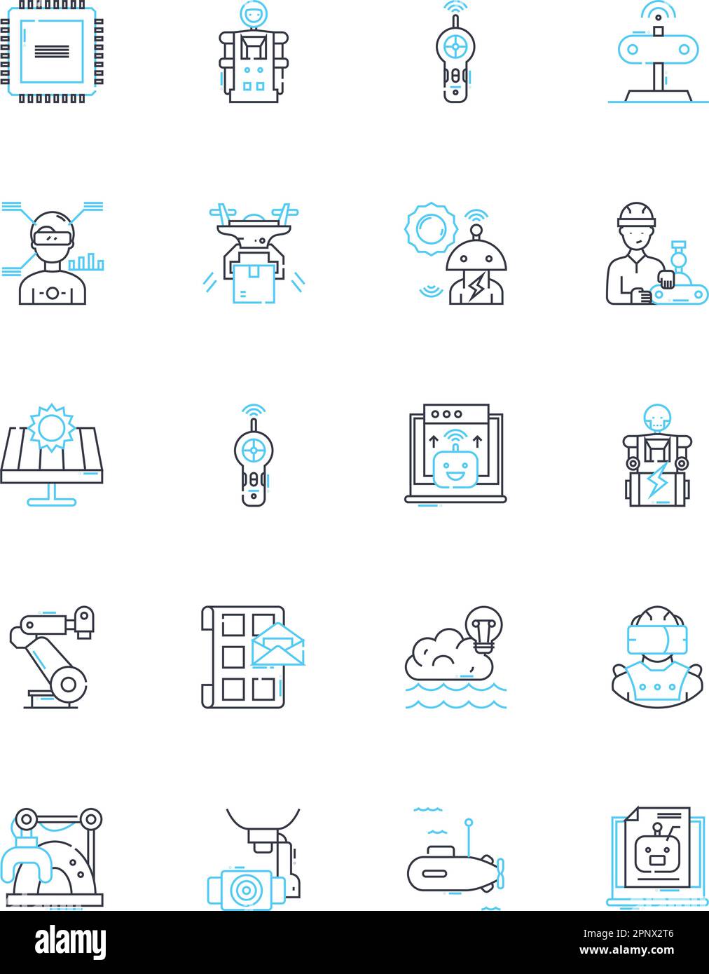 Remote-controlled planes linear icons set. Miniatures, Aerodynamics ...