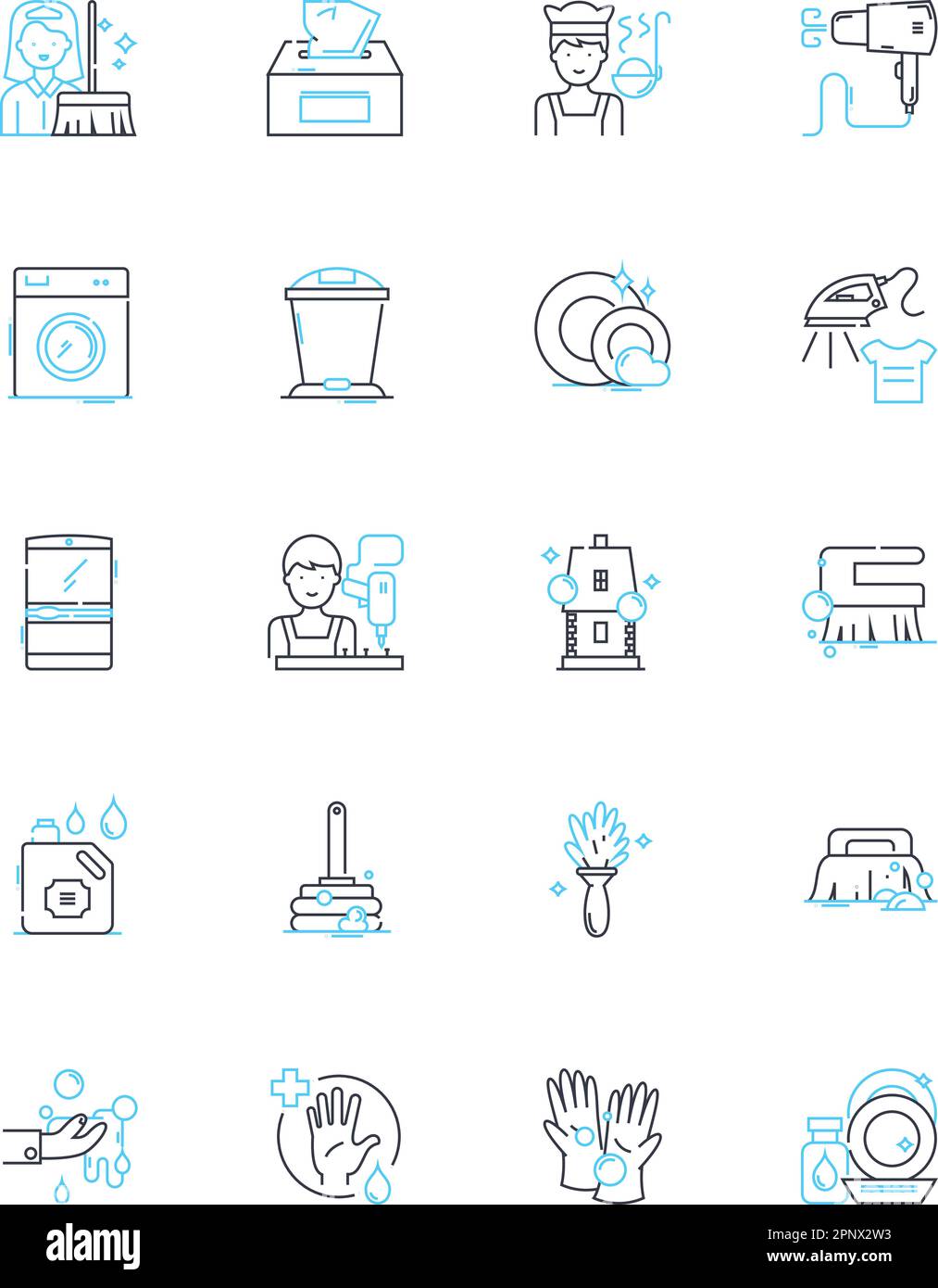 Lawn care linear icons set. Mowing, Irrigation, Fertilization, Edging ...