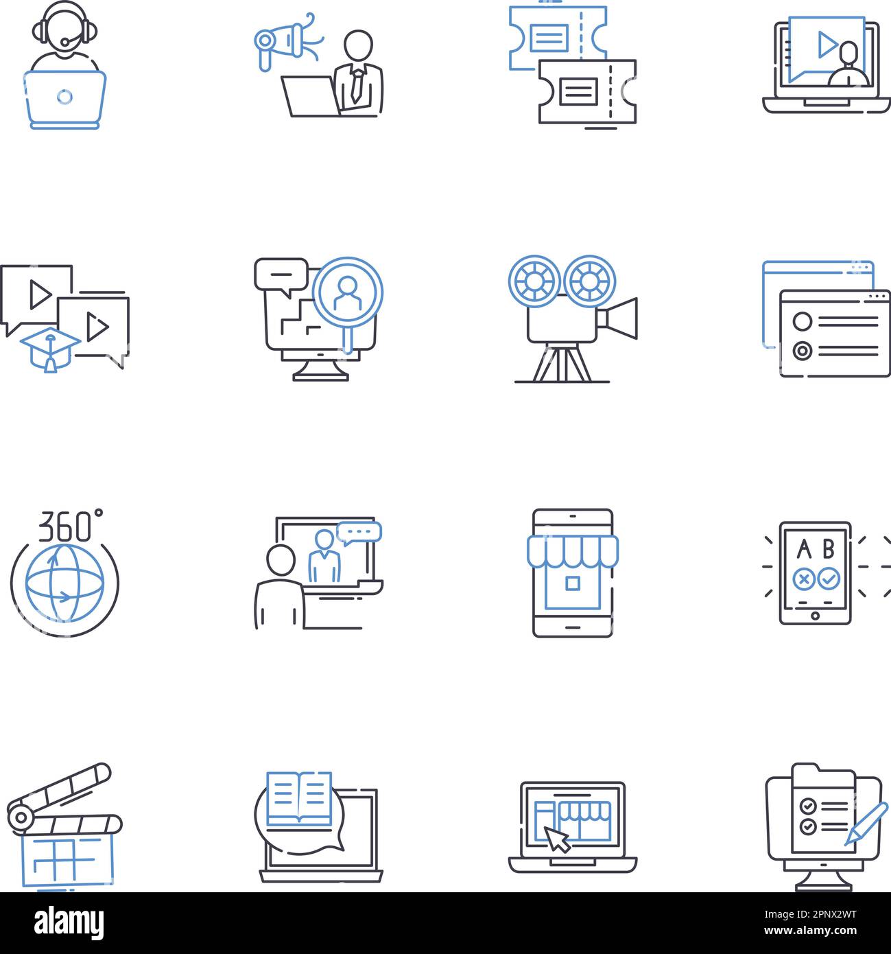 Acting career line icons collection. Craft, Audition, Rehearsal, Scene ...