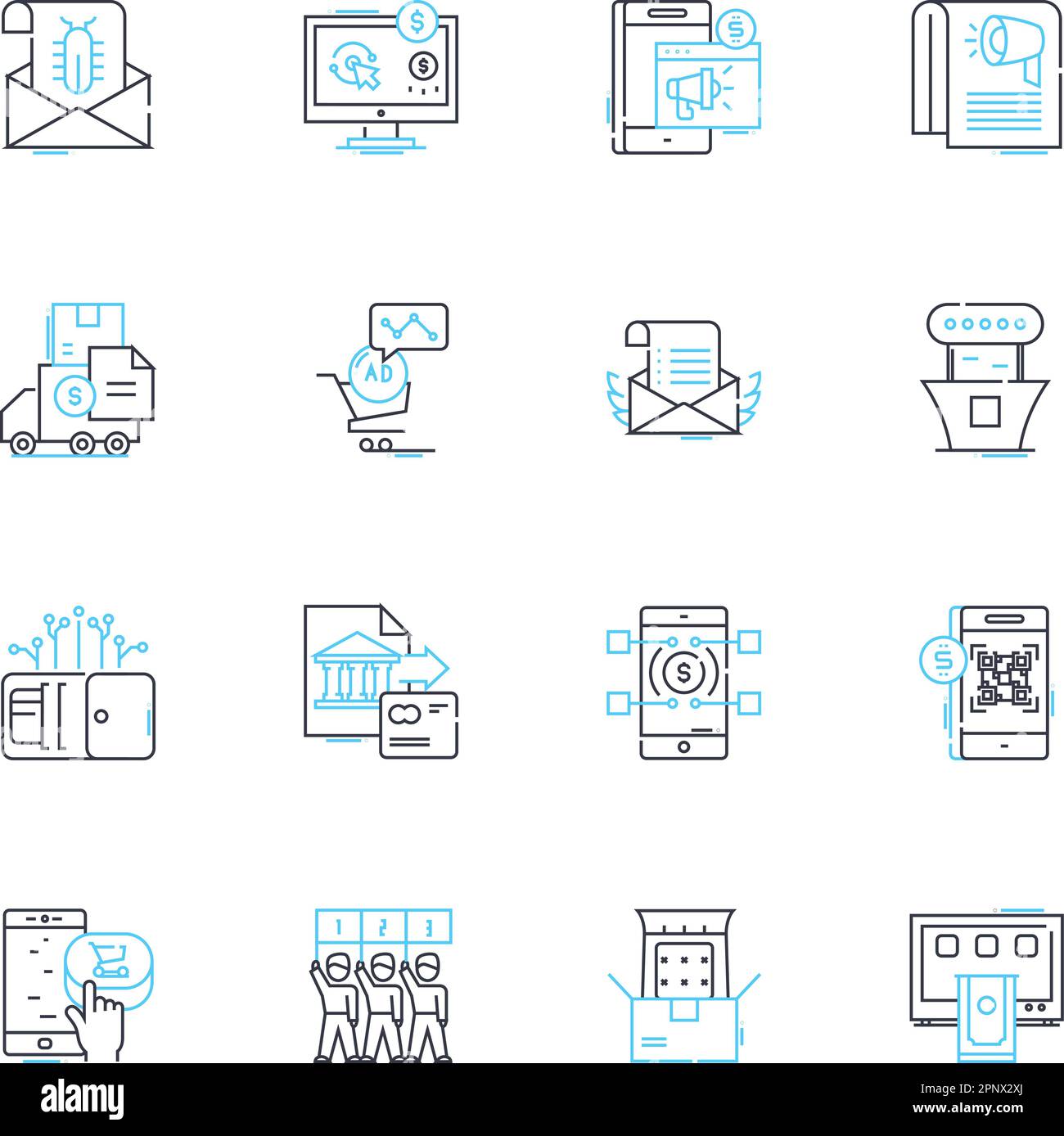 Supply chain linear icons set. Logistics, Distribution, Transportation ...