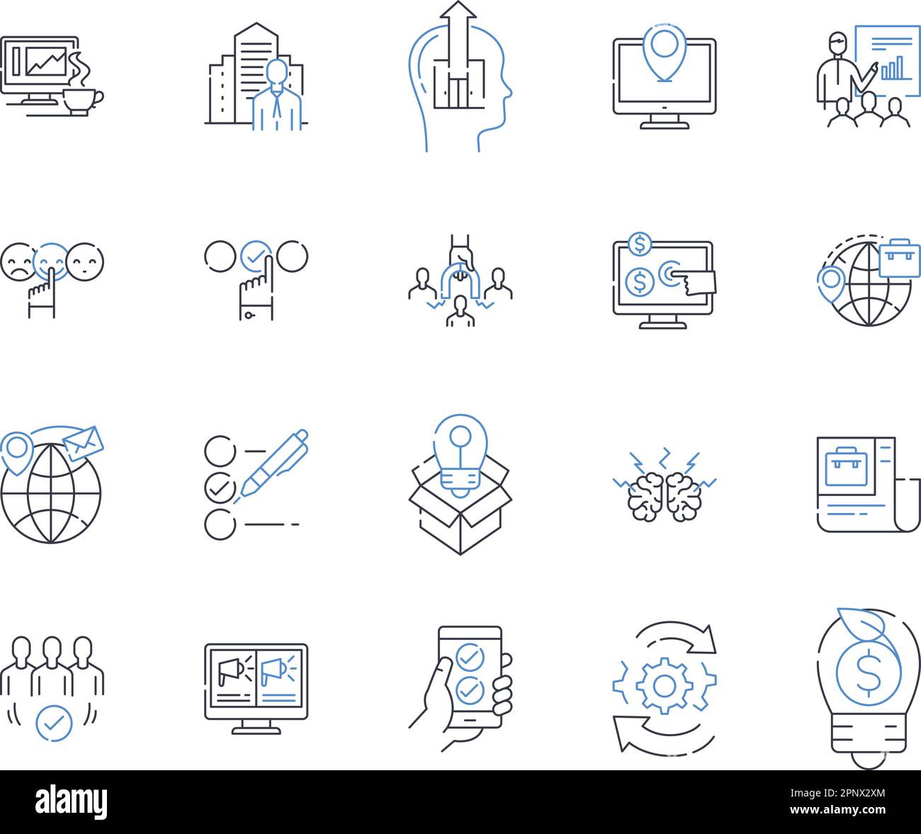 Customer increase line icons collection. Expansion, Growth, Acquisition ...