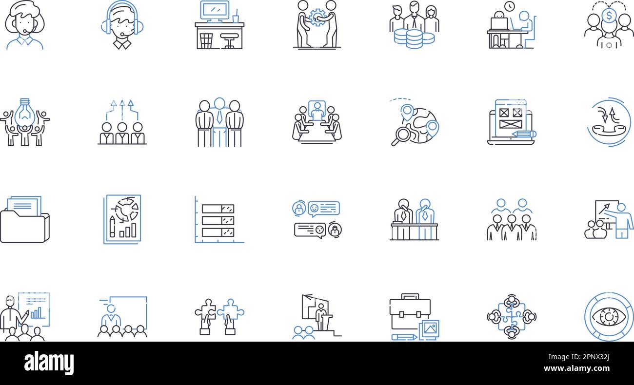 Division Colleagues Line Icons Collection Teamwork Collaboration Unity Communication