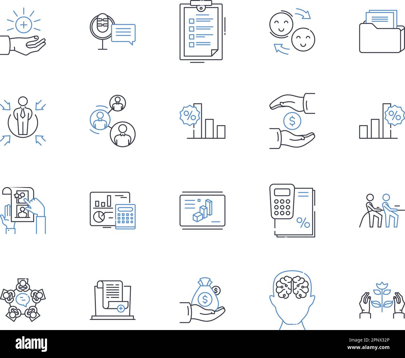 Customer progress line icons collection. Improvement, Satisfaction ...