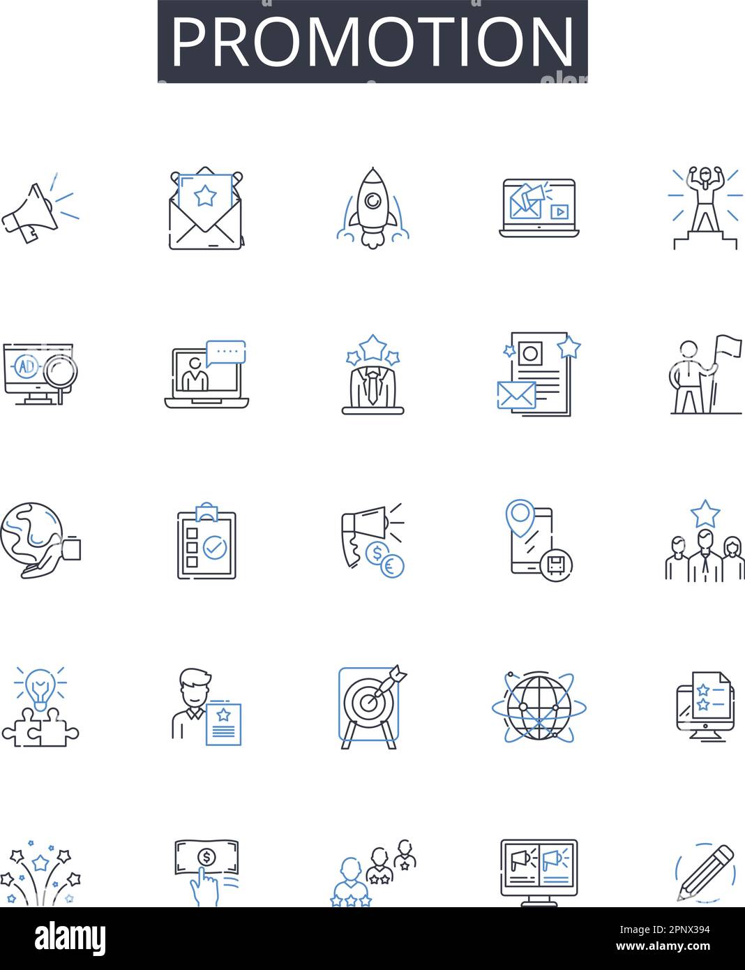 Promotion line icons collection. Advertisement, Marketing, Publicity ...