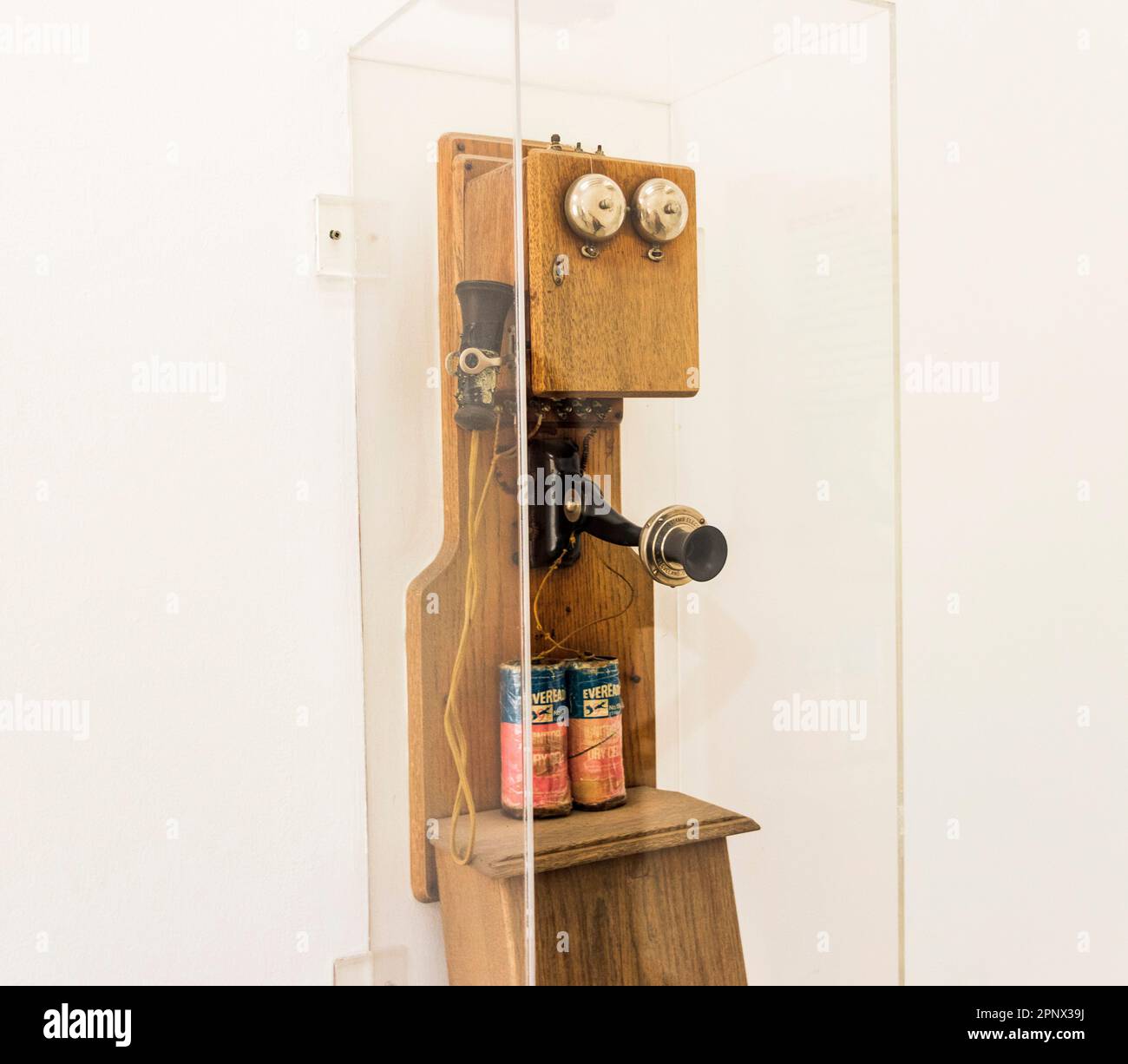 Shot of the old telephone on display of the museum Stock Photo - Alamy