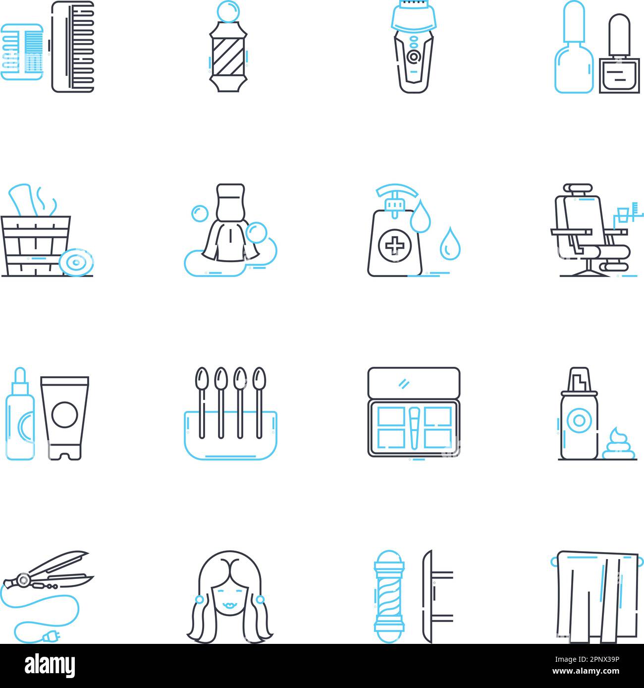Tonsorial artist linear icons set. Haircuts, Grooming, Styling ...