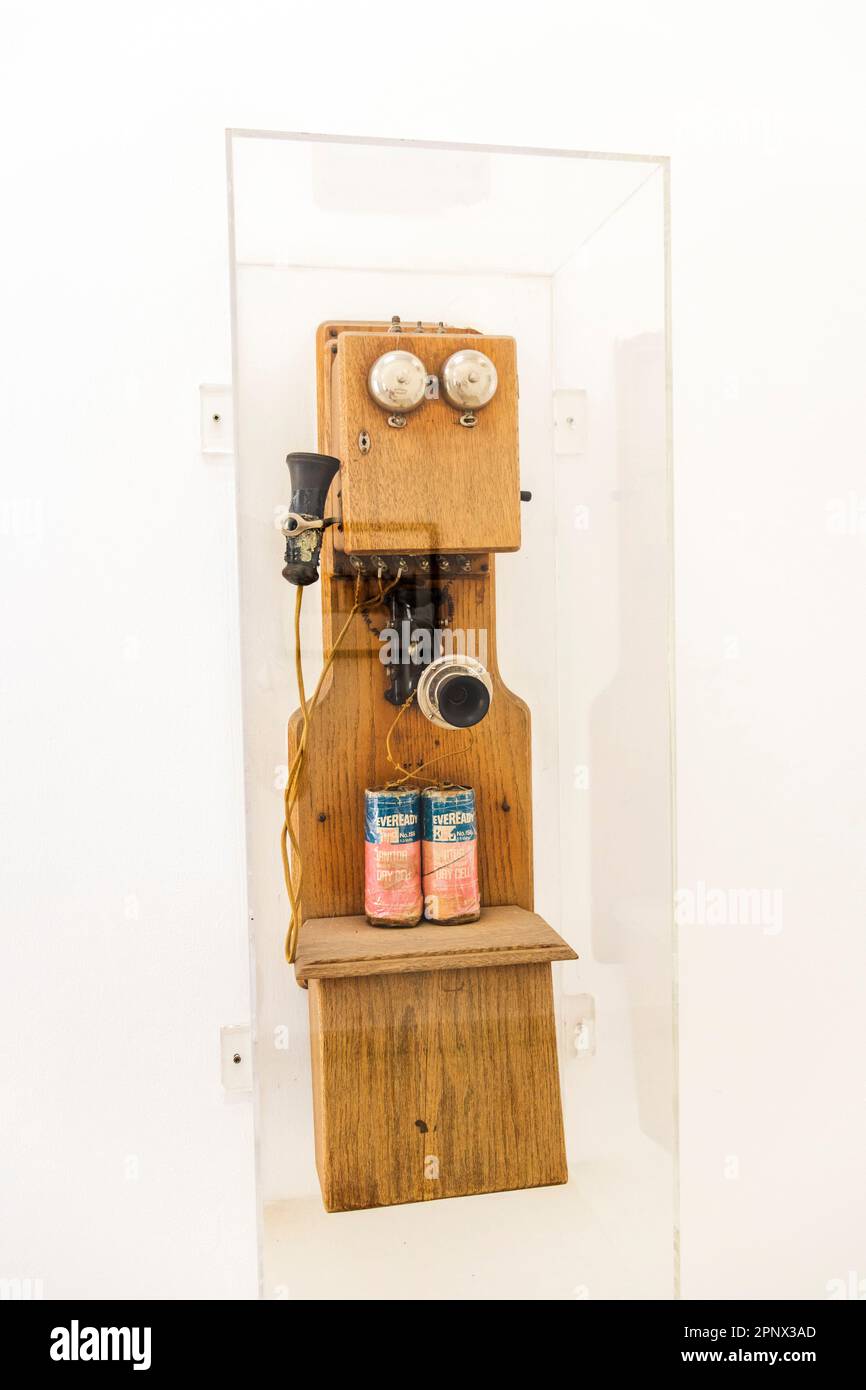 Shot of the old telephone on display of the museum Stock Photo - Alamy