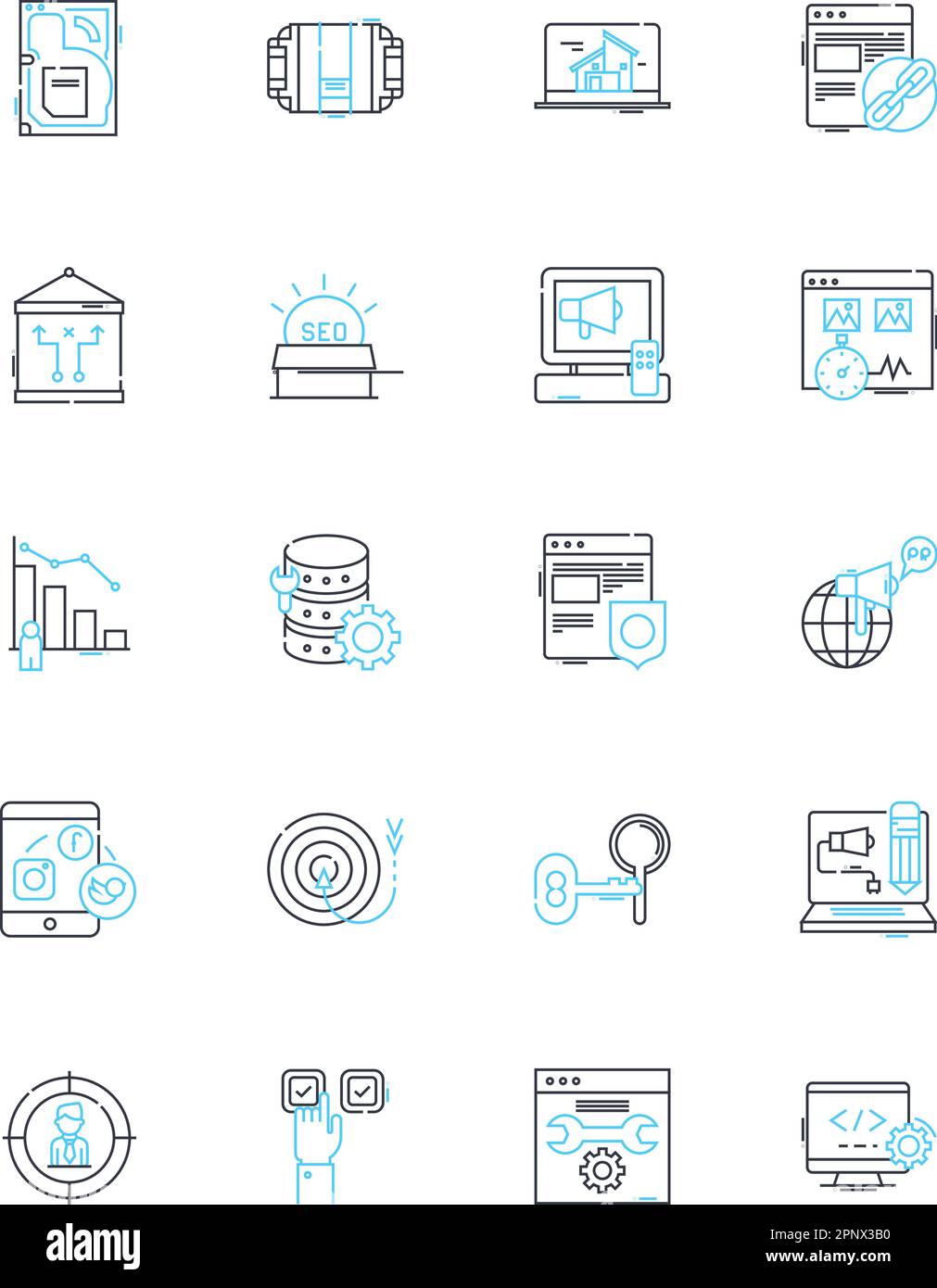 Product branding linear icons set. Identity, Logo, Recognition ...