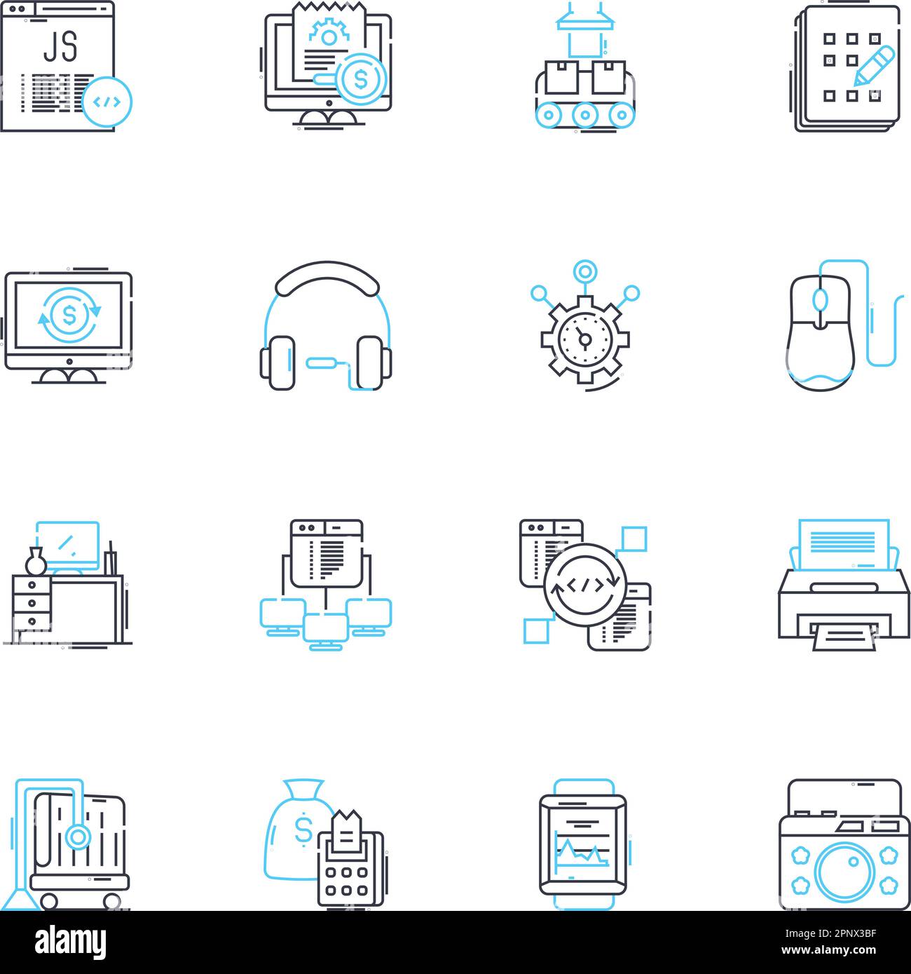 Appliance linear icons set. Refrigerator, Dishwasher, Microwave, Oven ...