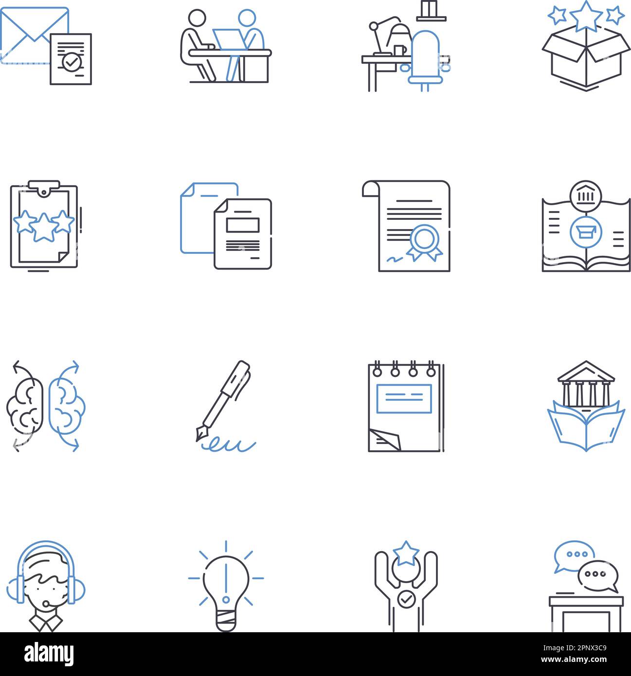 Mastery acquisition line icons collection. Fluency, Competence, Skill ...