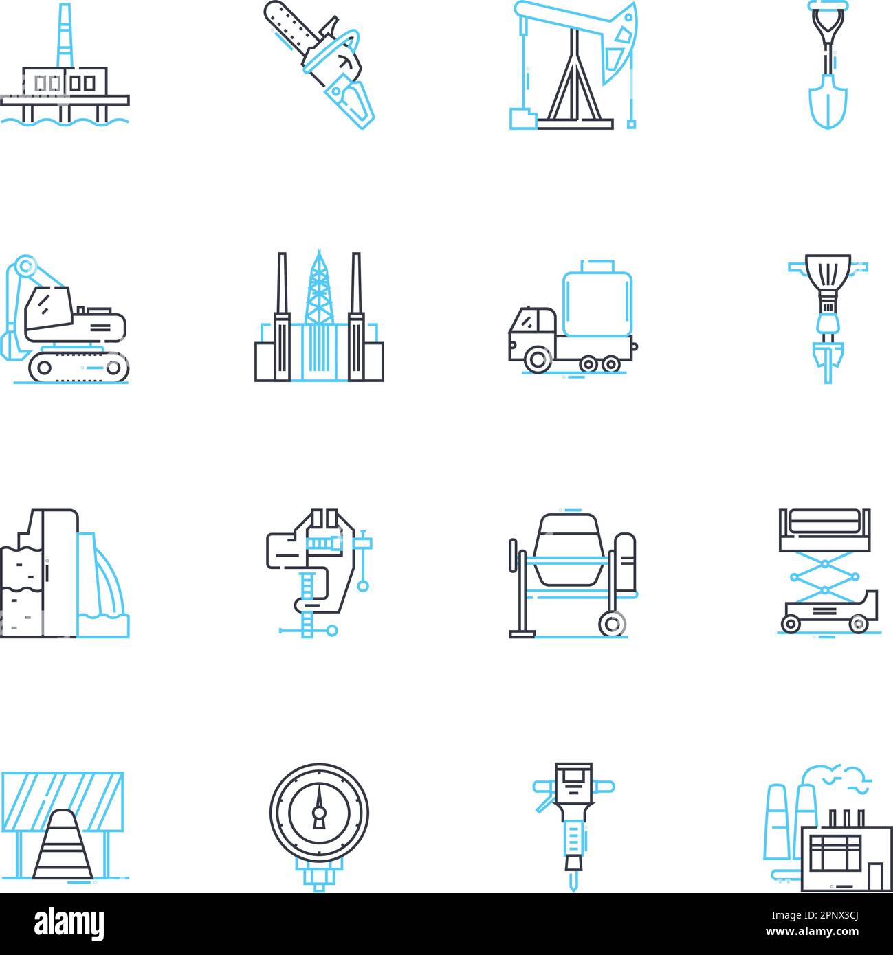 Construction industry linear icons set. Infrastructure, Renovation ...