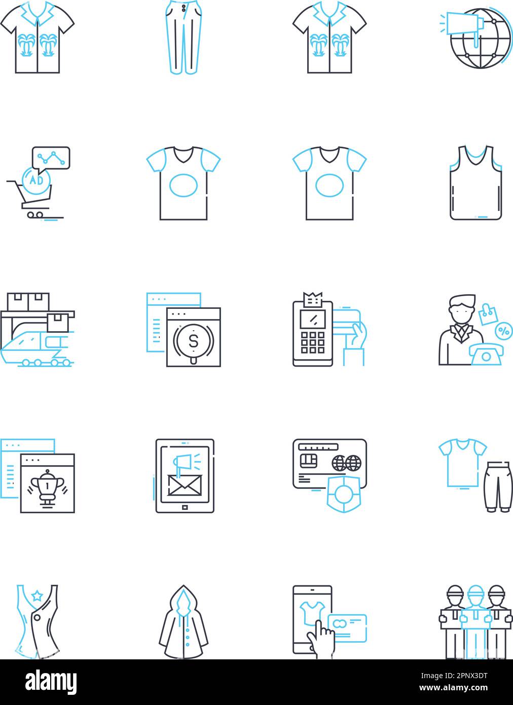 Revenue stream linear icons set. Subscription, Advertising, Sponsorship ...
