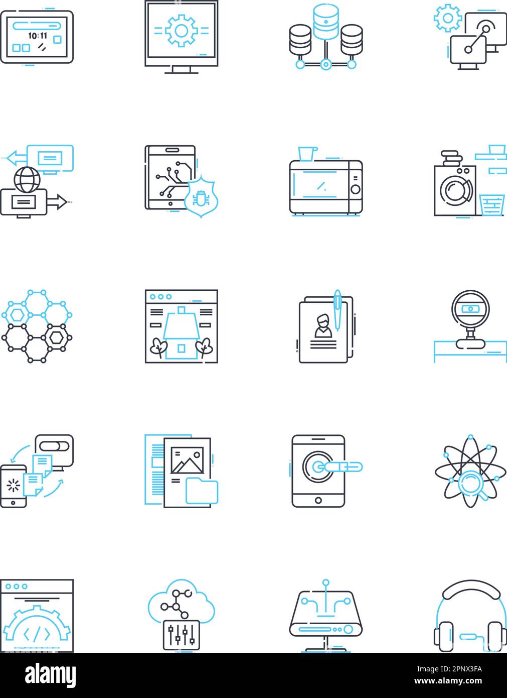 Tool linear icons set. Hammer, Screwdriver, Wrench, Pliers, Saw, Drill ...