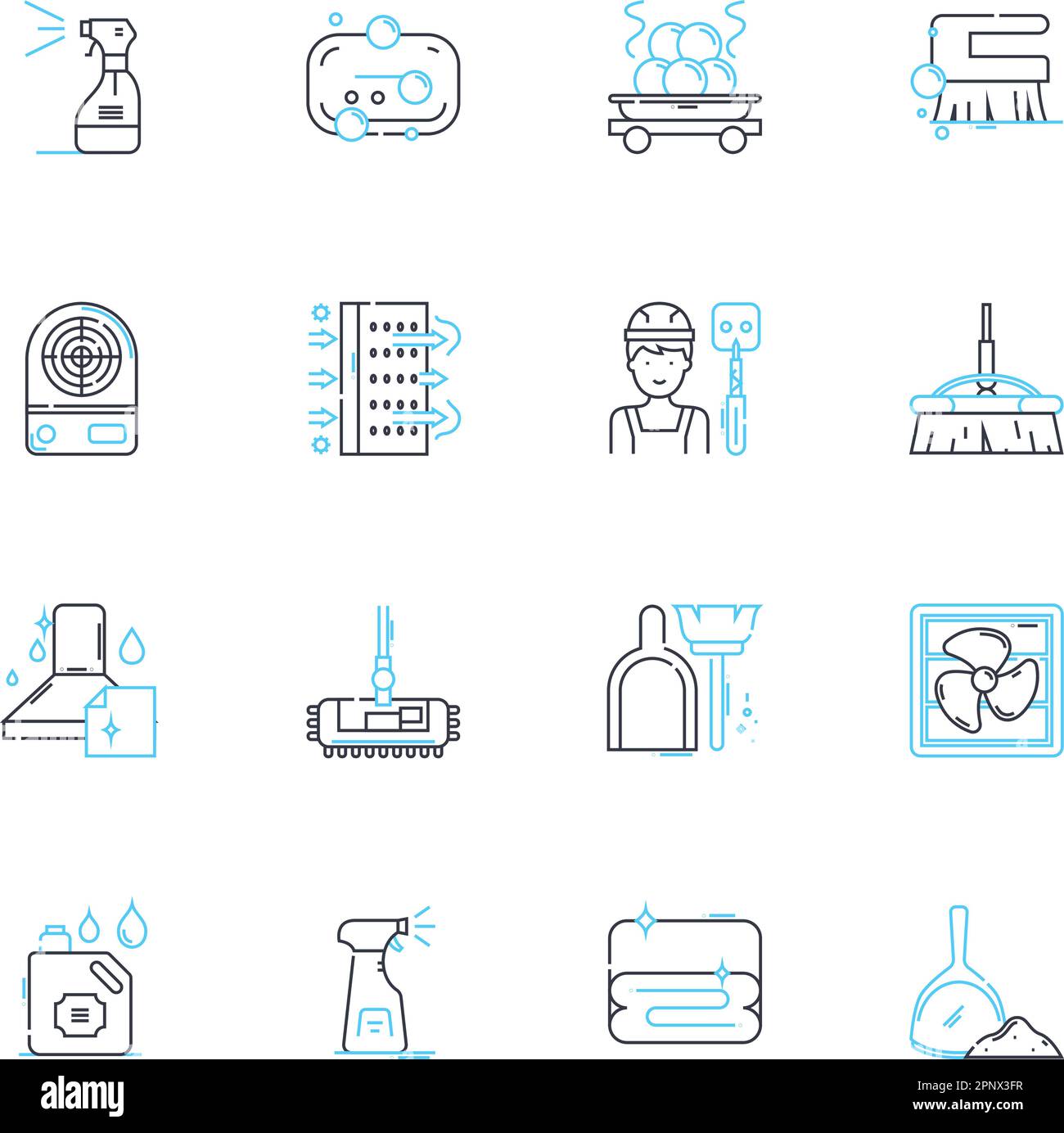 Sanitizing linear icons set. Disinfecting, Sterilizing, Purifying ...