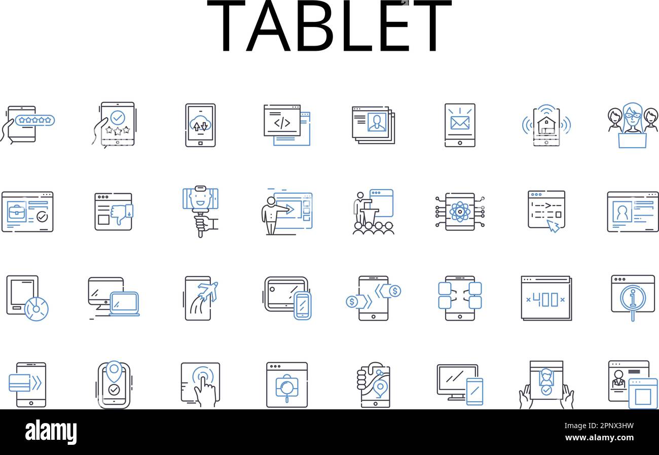 Tablet line icons collection. Gadget, Wireless, Device, Smartph ...