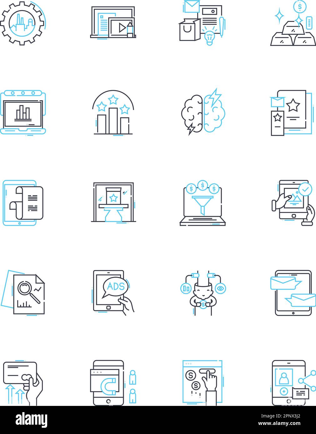 Information highway linear icons set. Accessibility, Bandwidth ...