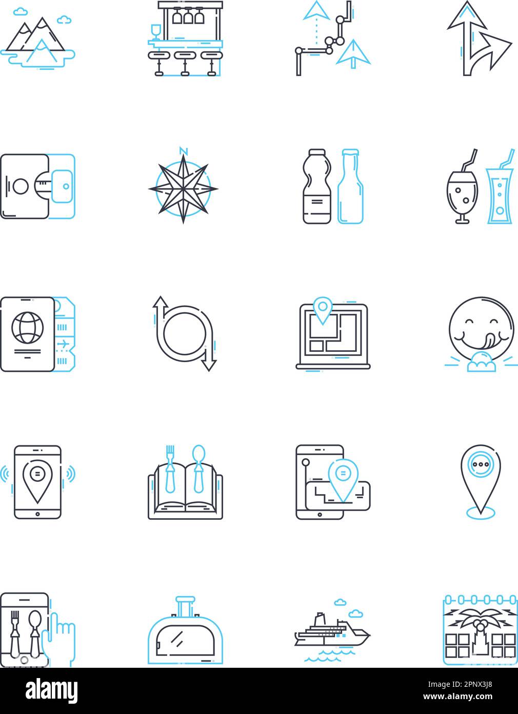 Conveyance linear icons set. Transportation, Transit, Shipping ...