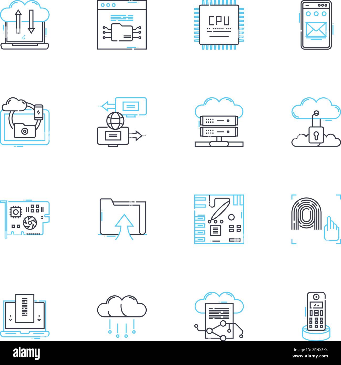 Devices linear icons set. Smartph, Laptop, Tablet, Desktop, Smartwatch ...