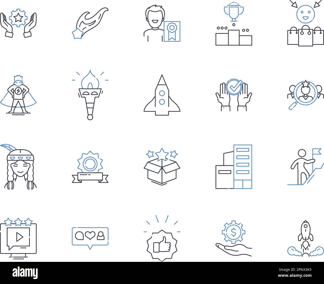 Accomplishment line icons collection. Triumph, Victory, Success ...