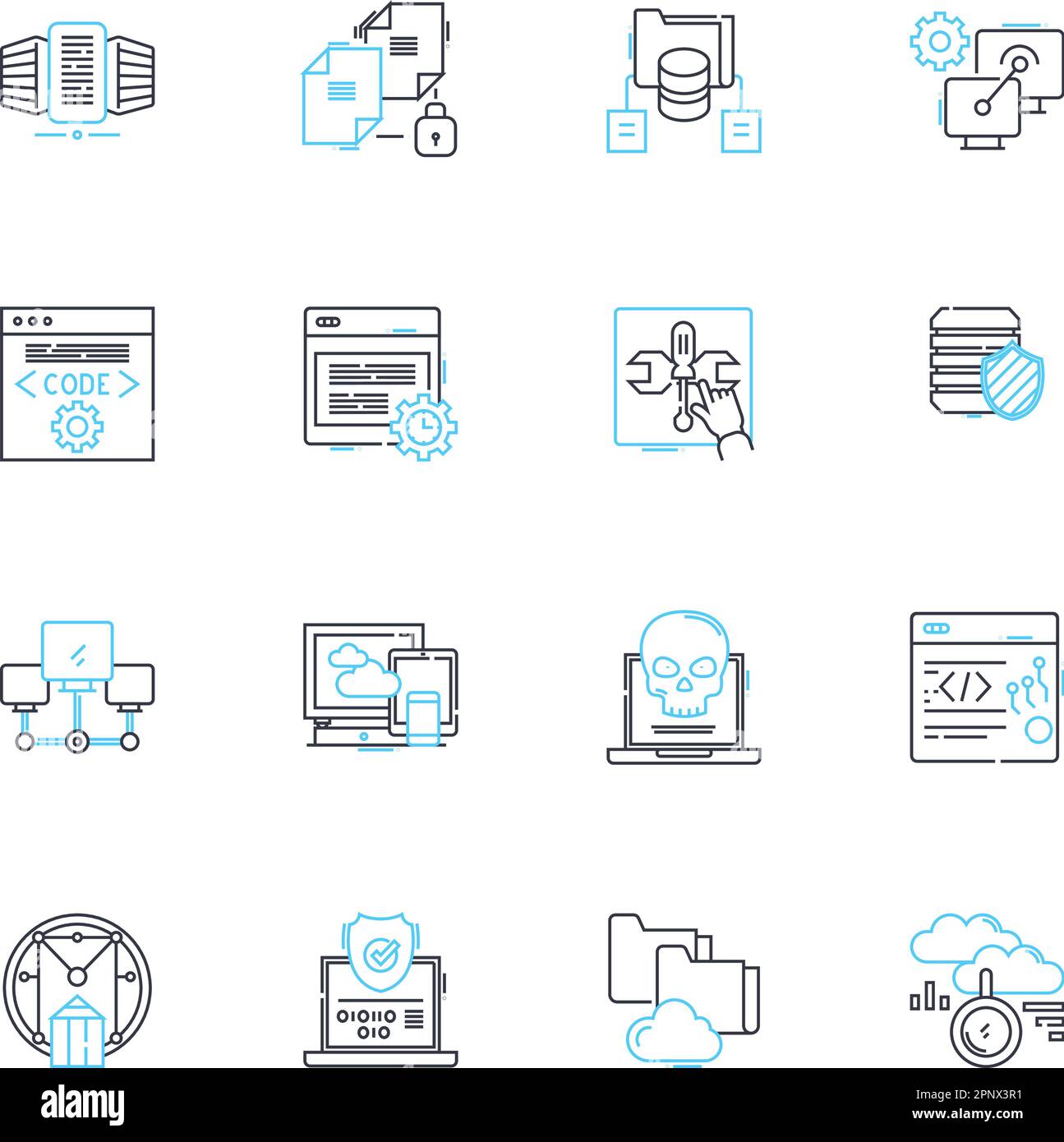 Mobile computing linear icons set. Smartph, Tablet, Laptop, Wireless ...