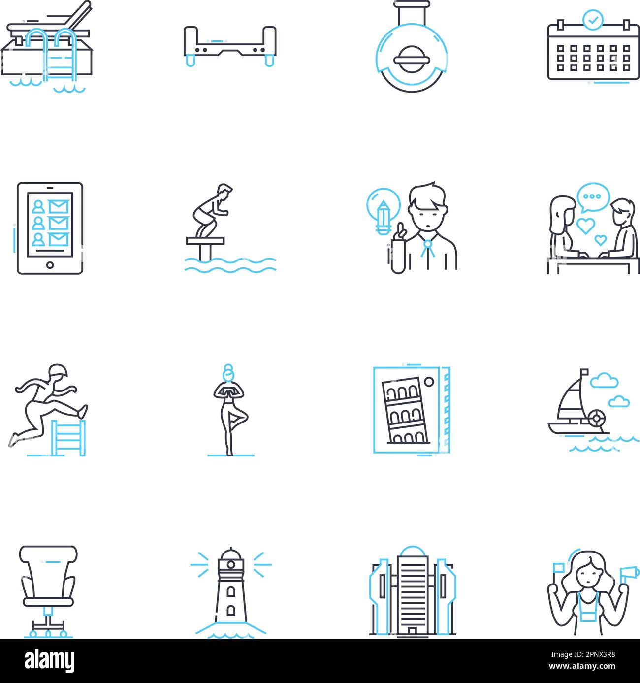 Commercial relaxation linear icons set. Serenity, Relaxation ...