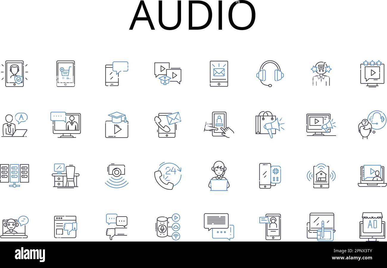 Audio line icons collection. Sound, Music, Melody, Noise, Rhythm, Tune ...