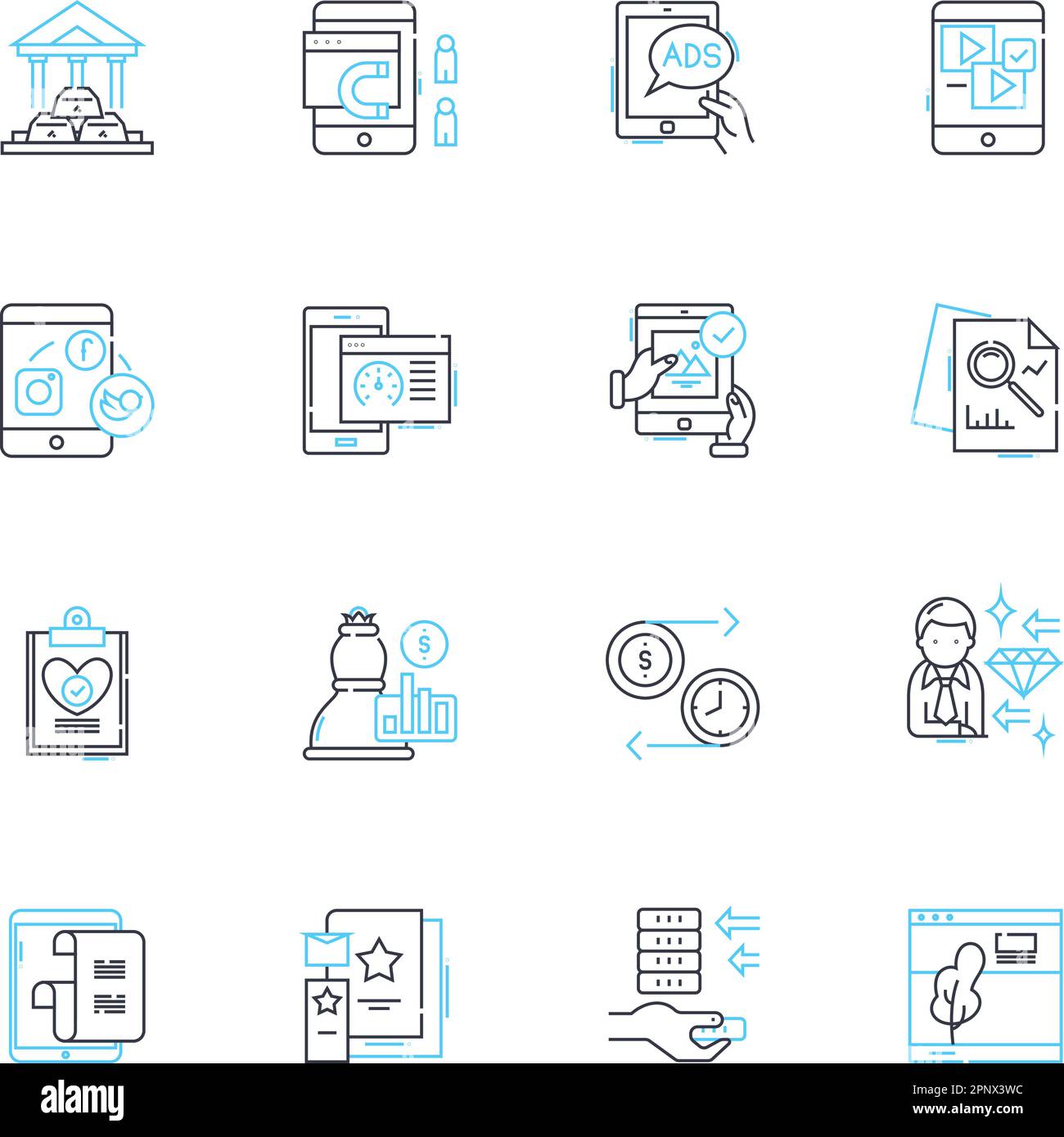 Information Highway Linear Icons Set Accessibility Bandwidth