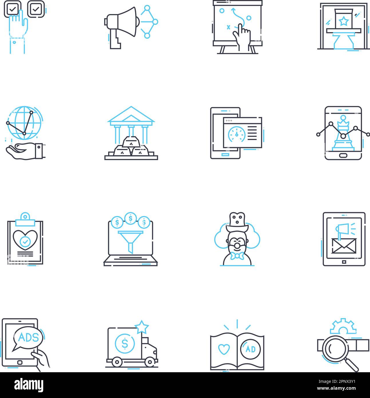 Marketing expansion linear icons set. Growth, Outreach, Expansion ...