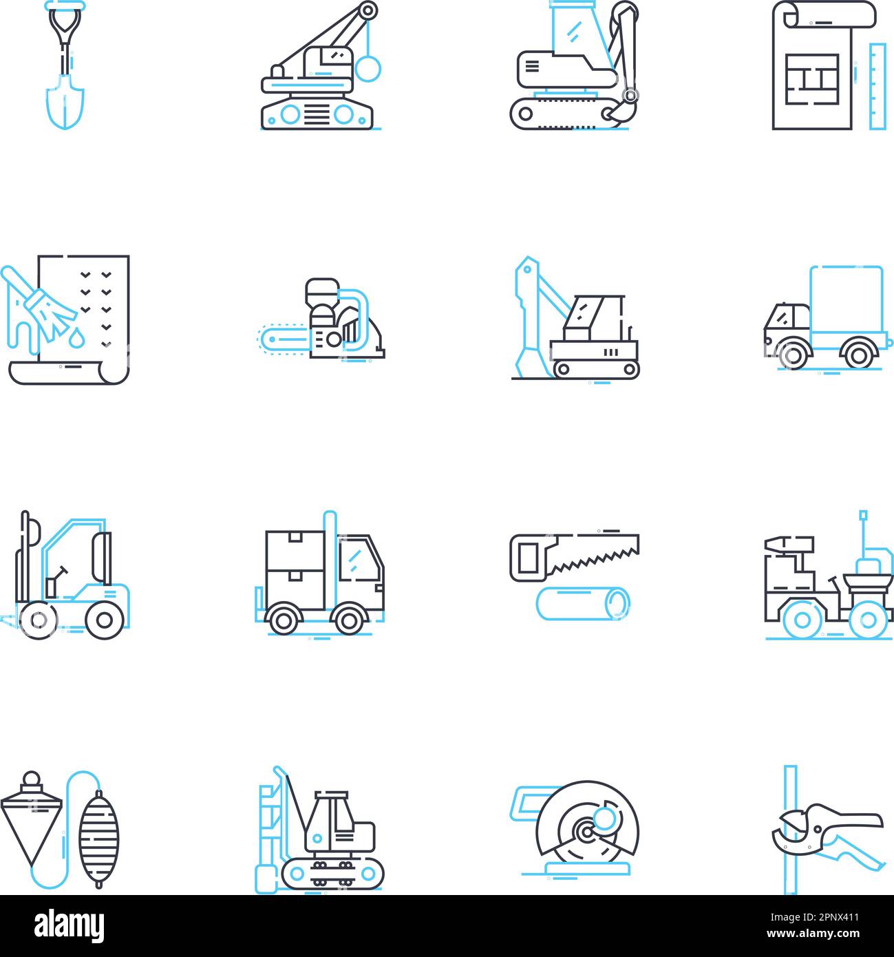 Strong architecture linear icons set. Bold, Robust, Durable, Sturdy, Resilient, Firm, Solid line ...