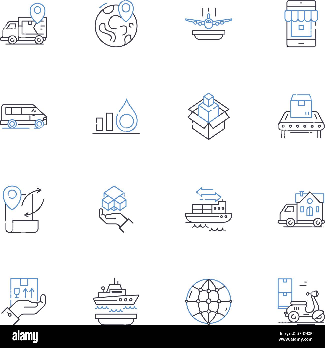 Transit logistics line icons collection. Cargo Freight Transport ...