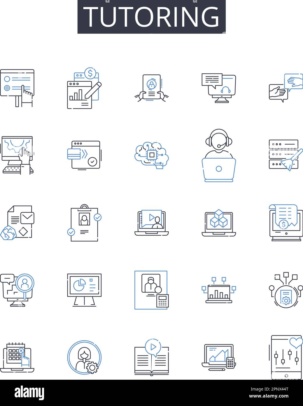 Tutoring line icons collection. Investigate, Discover, Uncover, Expose ...