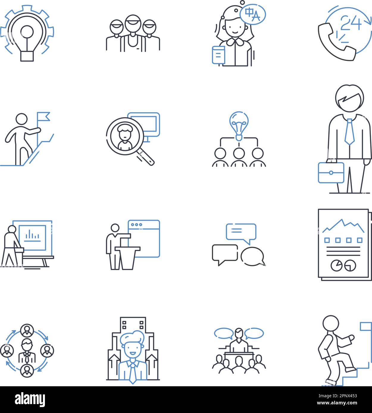 Staff Connection Line Icons Collection Collaboration Communication