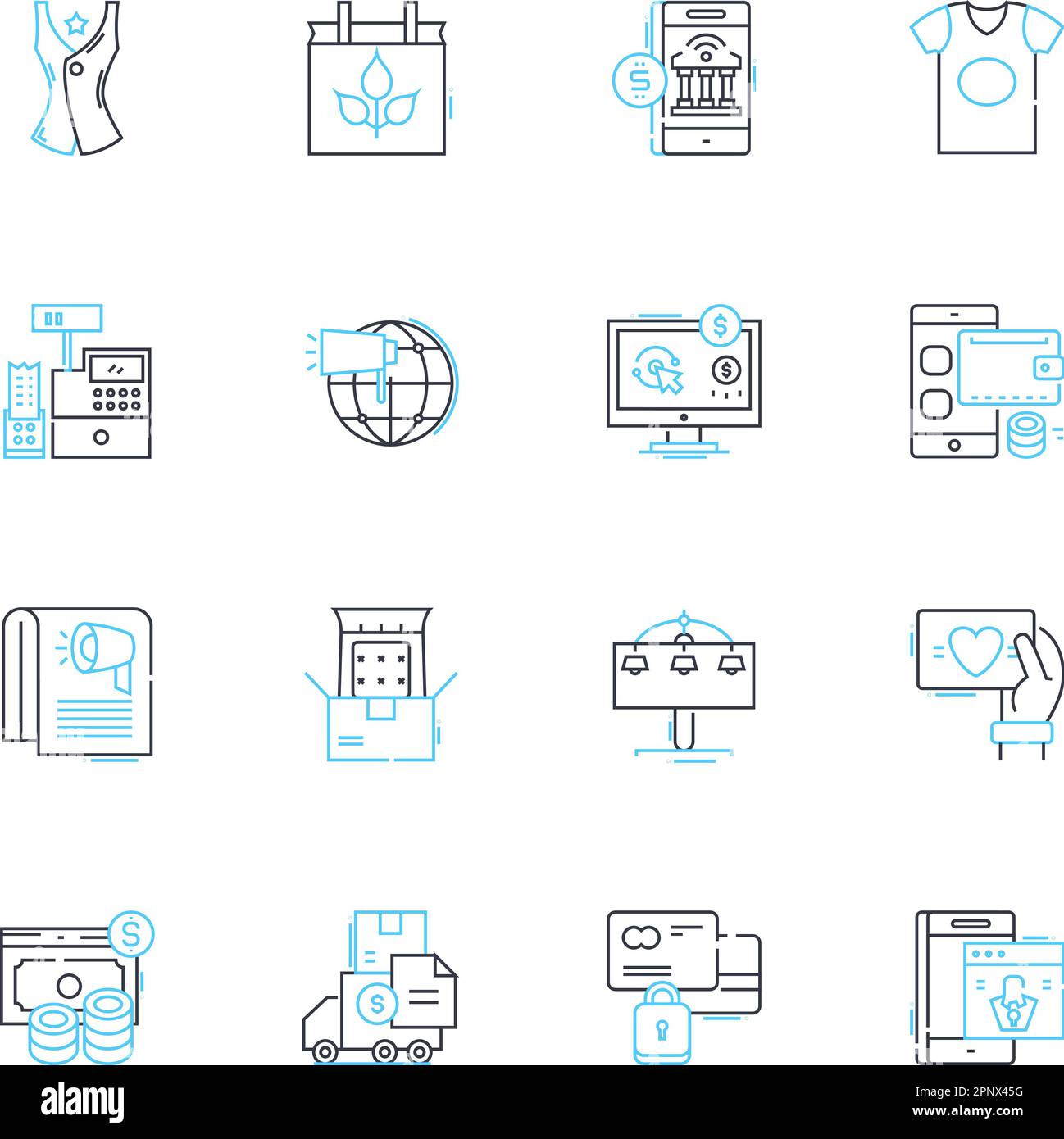 Credit card linear icons set. Limit, Interest, Balance, Fees, Rewards ...