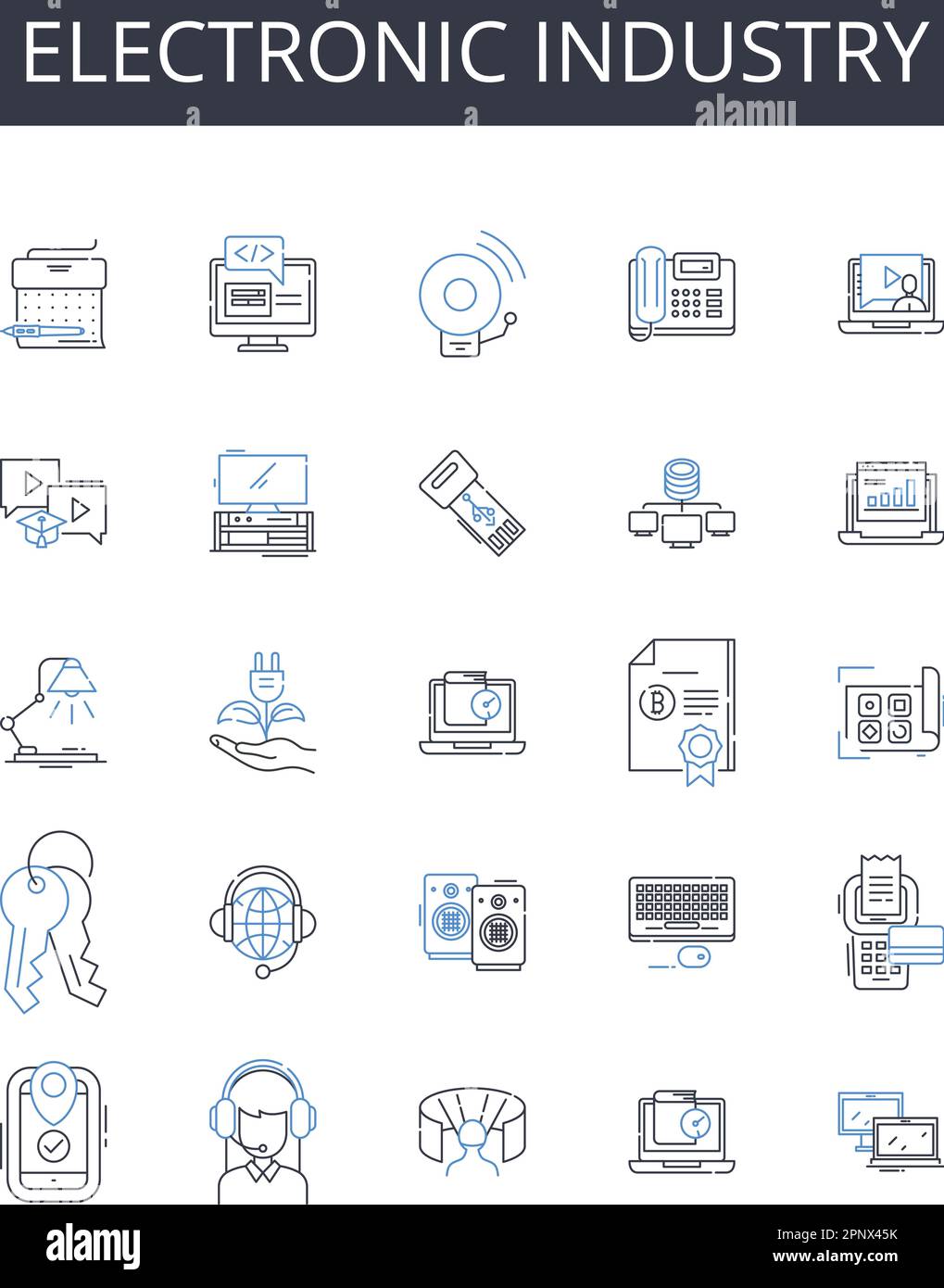 Electronic industry line icons collection. High-tech industry ...