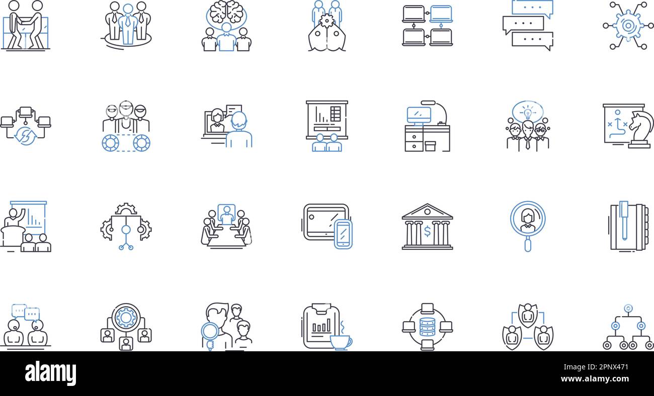 Corporate rally line icons collection. Teamwork, Motivation ...