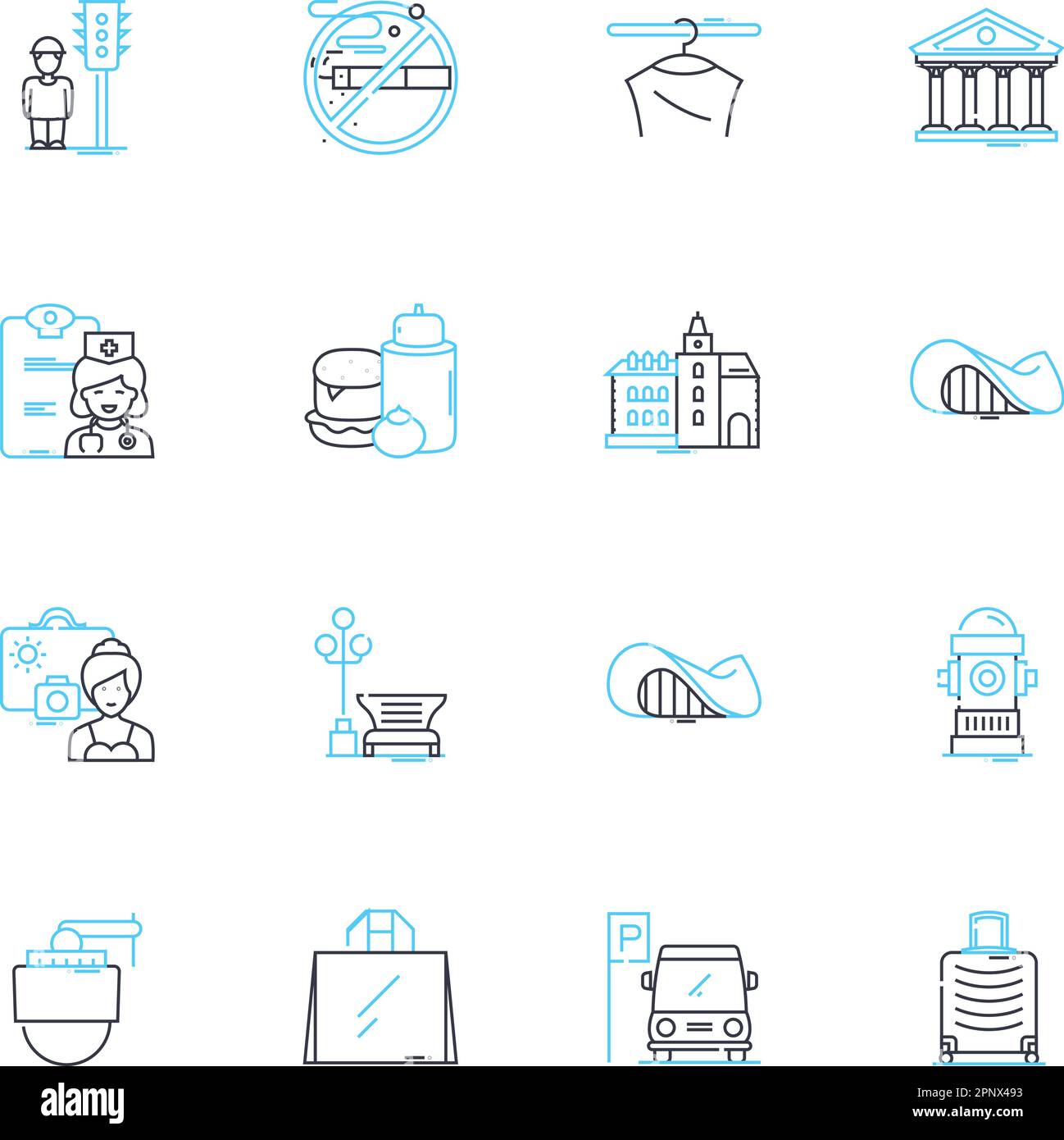 High-tech metropolis linear icons set. Innovation, Technology, Future ...