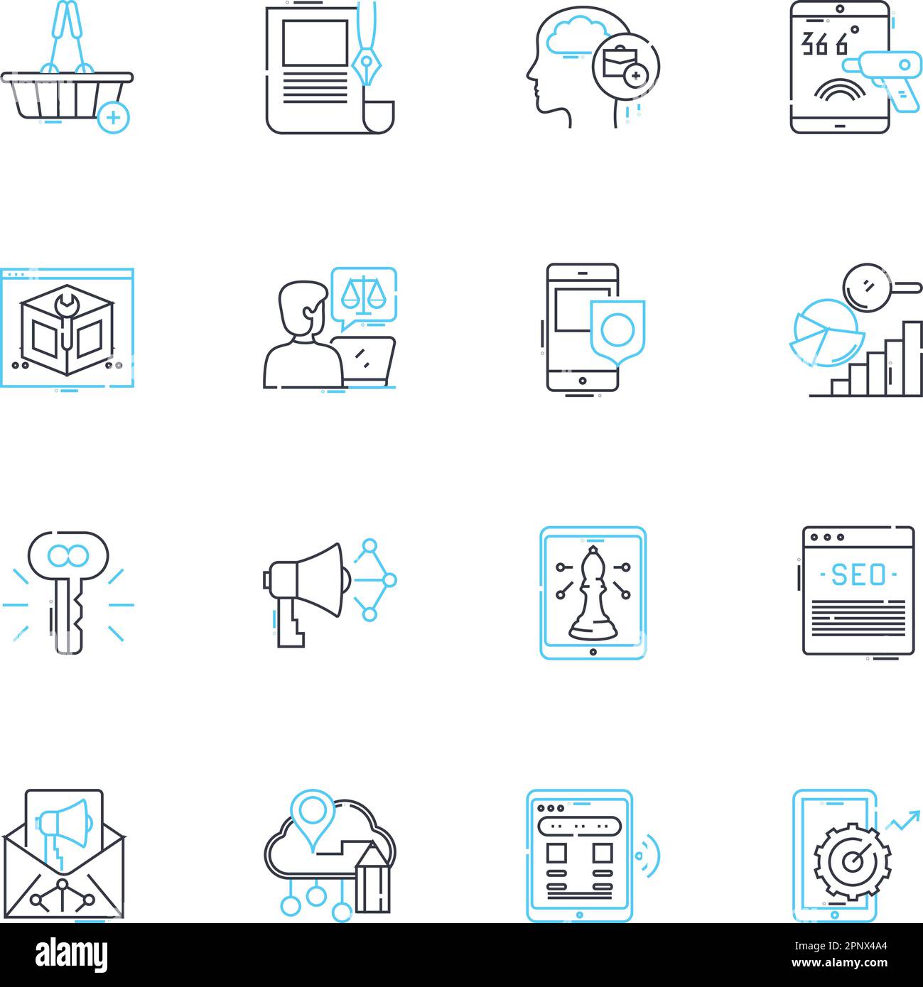 Big Data Linear Icons Set Analytics Insights Hadoop Algorithms